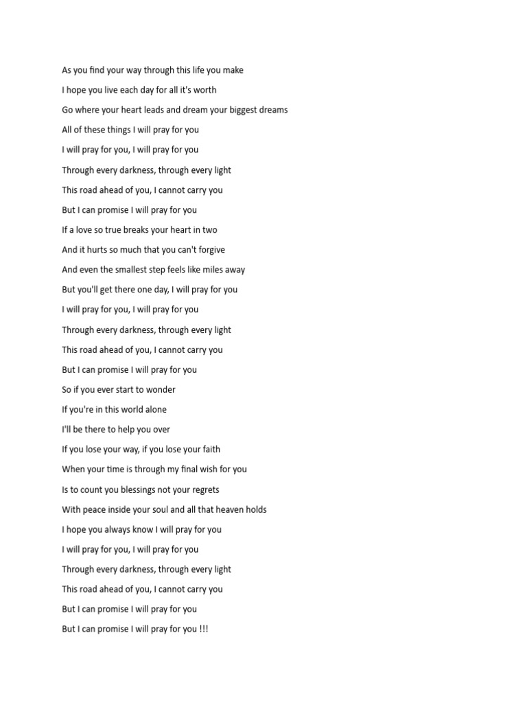 I Will Pray For You Lyrics | PDF