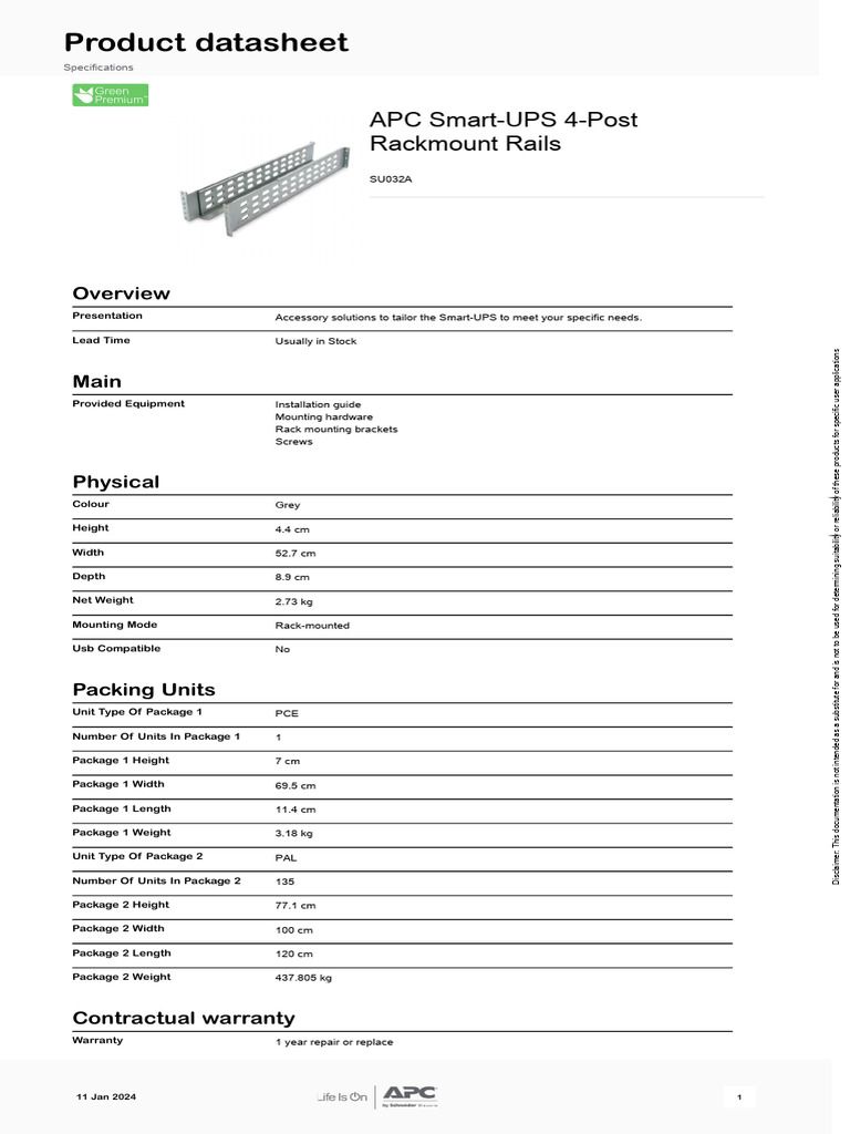 APC SmartUPS-Accessories SU032A | PDF | Manufactured Goods