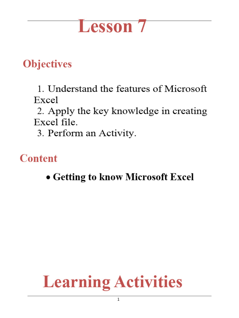 Lesson 7 - Etech Revised | PDF | Microsoft Excel | Spreadsheet