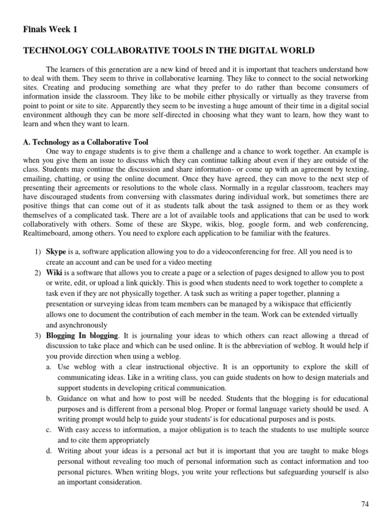 Technology Collaborative Tools in The Digital World | PDF | Educational ...