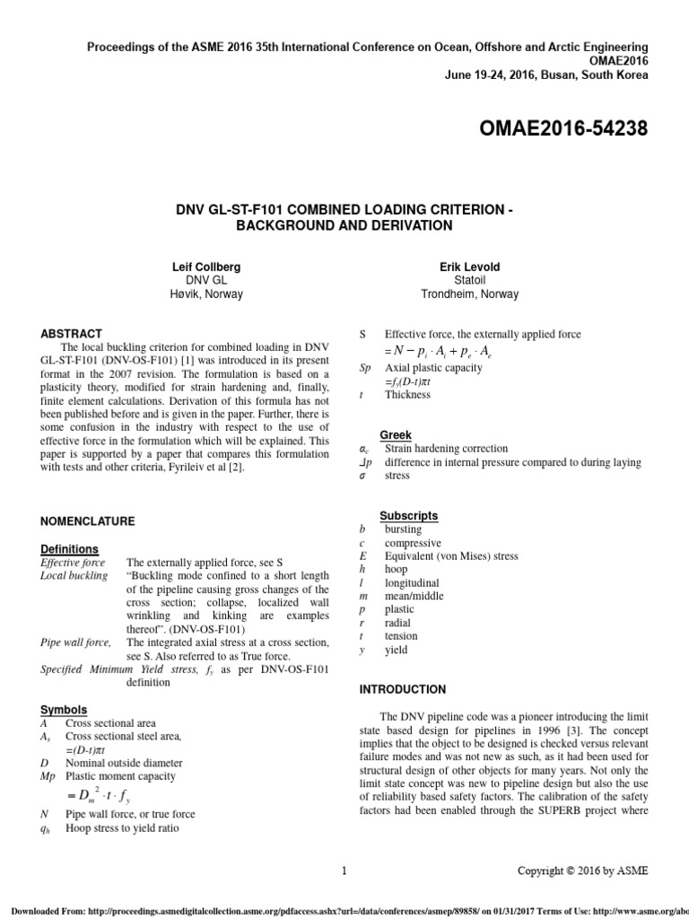 DNV GL-ST-F101 Combined Loading Criterion | PDF | Buckling | Stress (Mechanics)