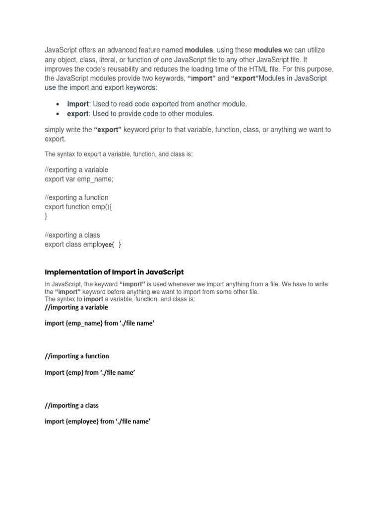 Export Import Prog | PDF | Java Script | Computer Engineering Export Import Prog | PDF | Java Script | Computer Engineering