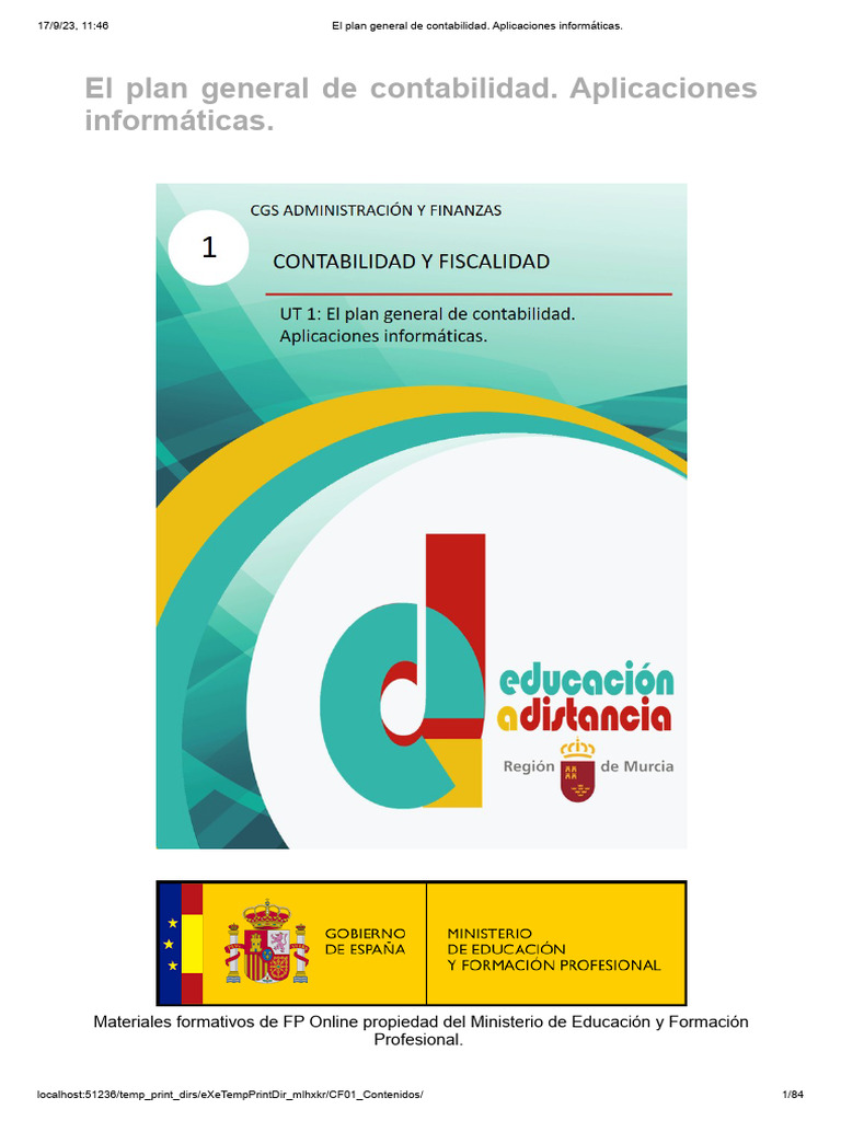 AF CF01 Contenidos 17092023 PDF | PDF | Contabilidad | Estado financiero