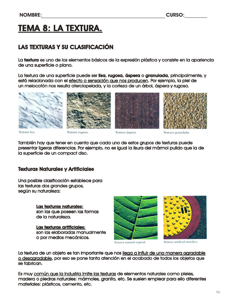 Teoria 1 ESO - 8 (TEXTURA) | PDF | Pinturas | Dibujo