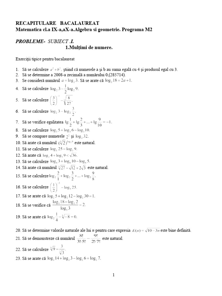 Recapitulare Bac | PDF