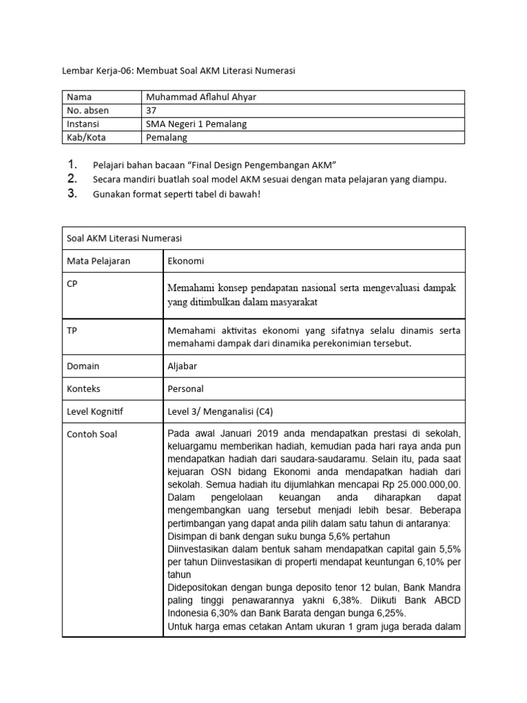 LK-06 Soal Numerasi | PDF
