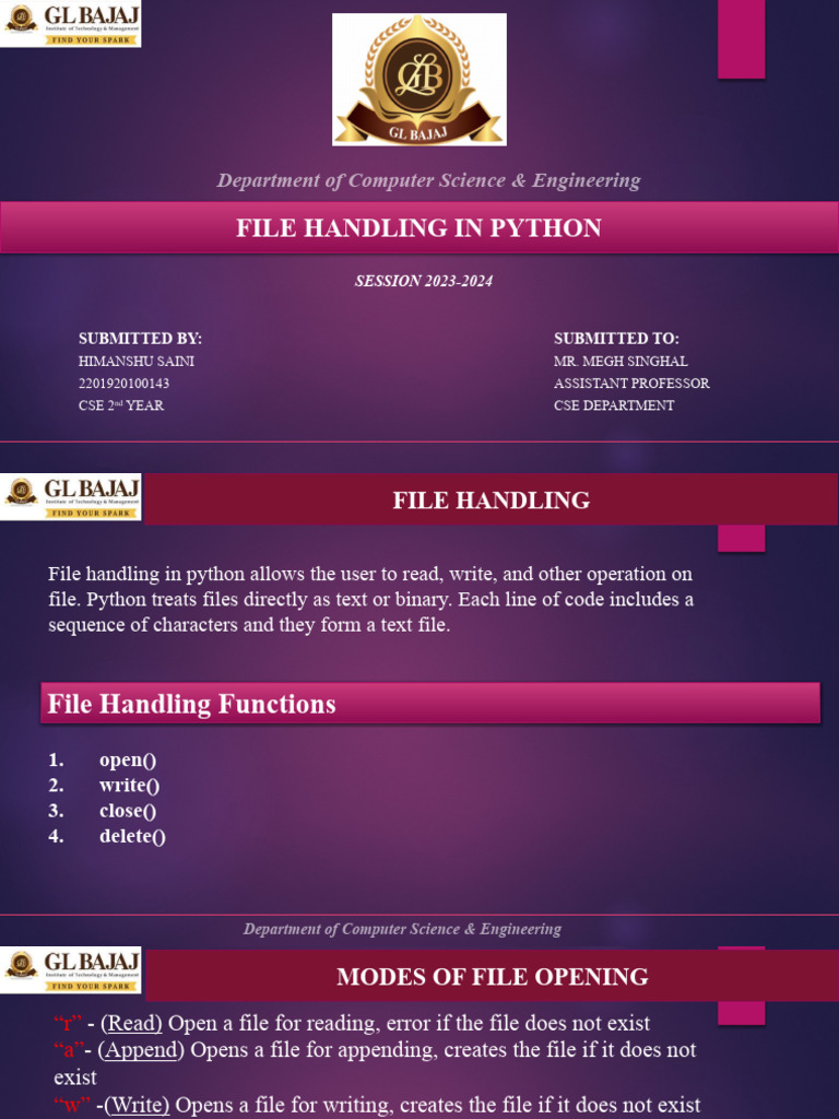 Python File Handling Functions Pdf Computer File Text File