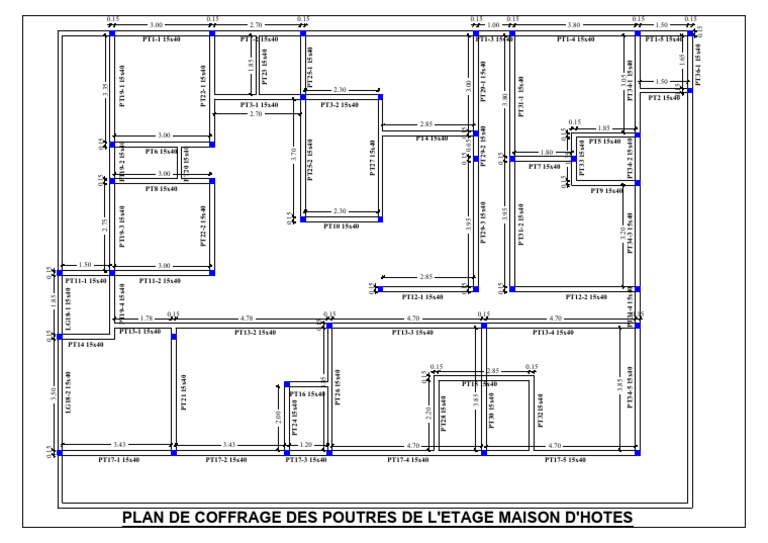 Plan de Coffrage Poutres Etage - MH | PDF
