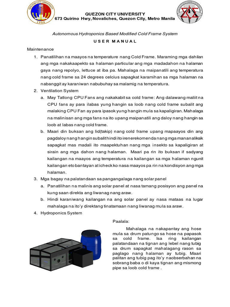 Cold Frame User Manual Version 2.0 | PDF