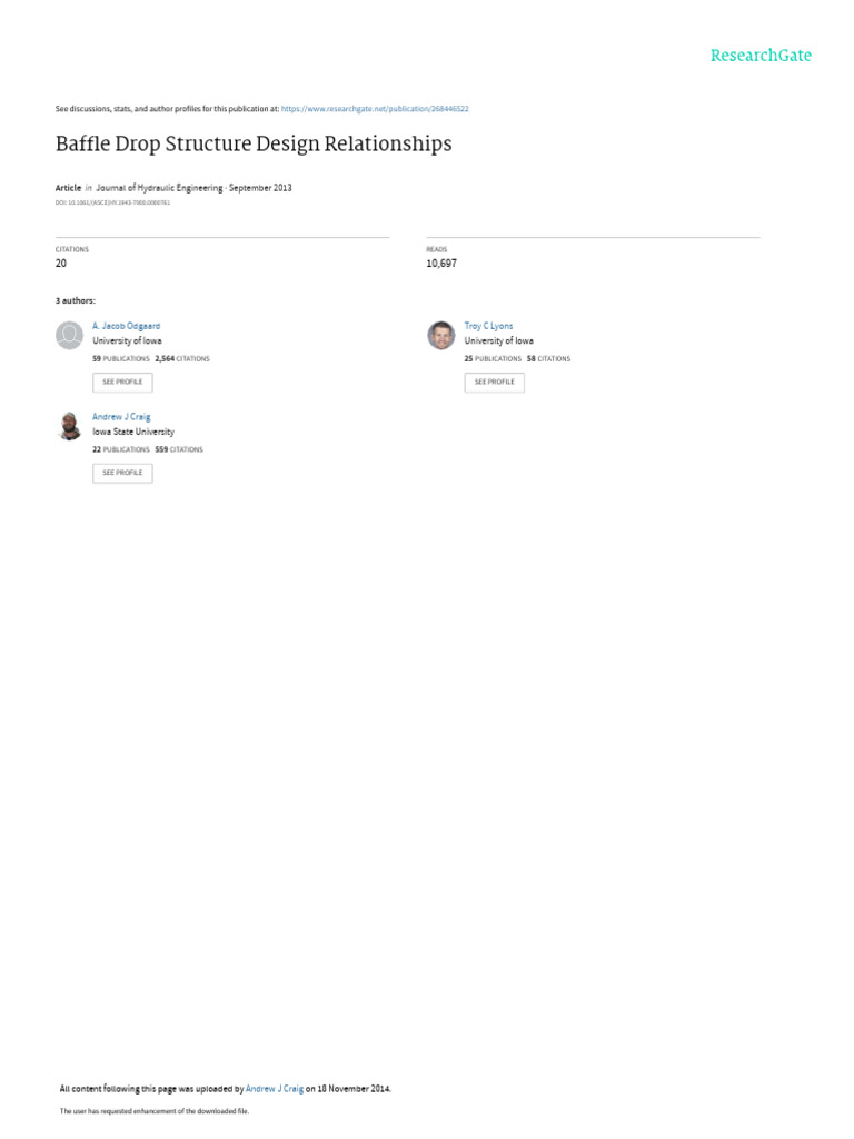 Baf e Drop Structure Design Relationships: Journal of Hydraulic ...