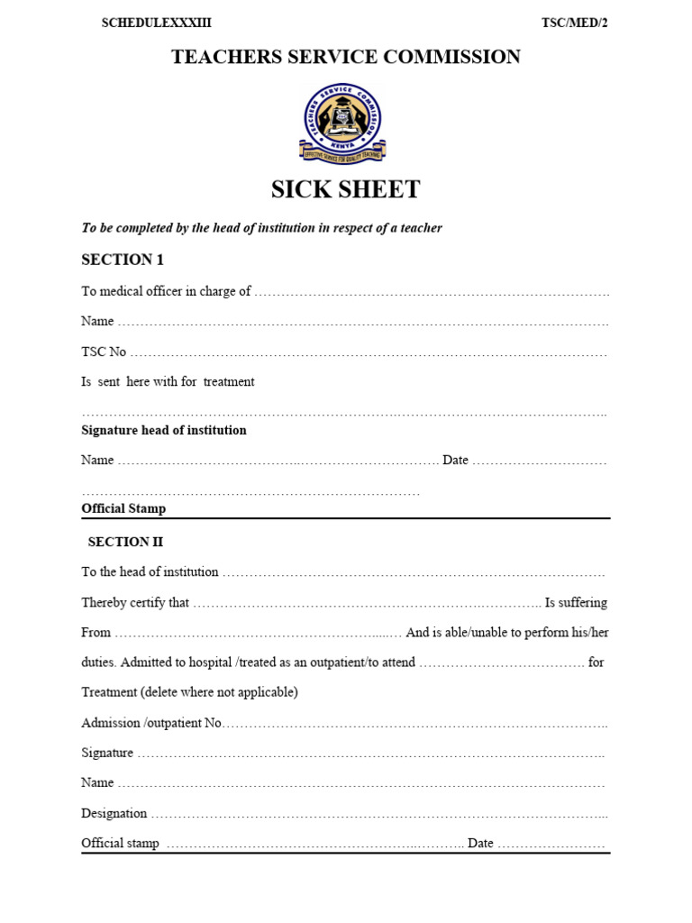 Sick Sheet | PDF