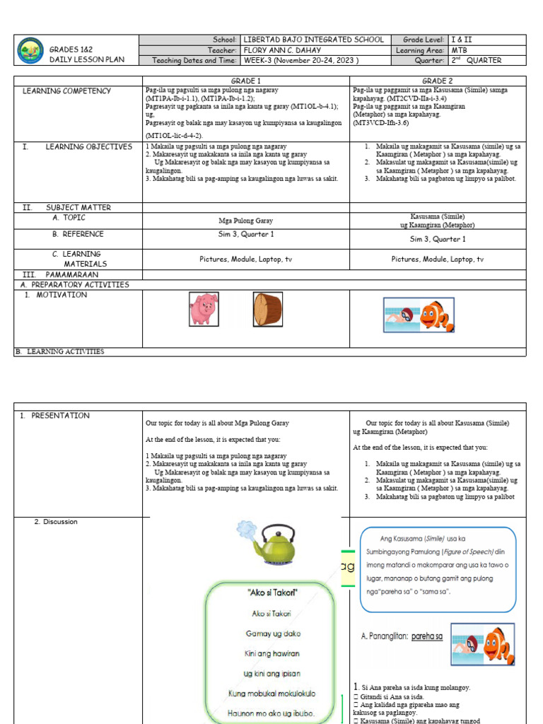 DLL Week 3 Quarter 2 | PDF
