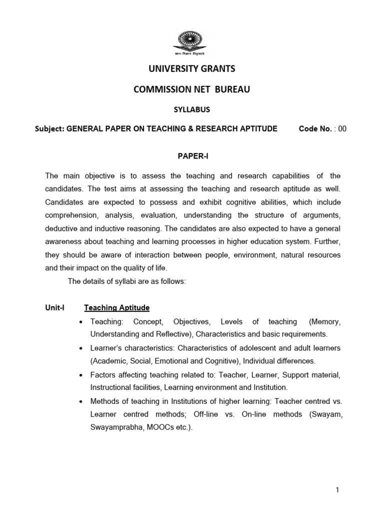 Teaching and Research Aptitude Syllabus | PDF | Learning | Reason