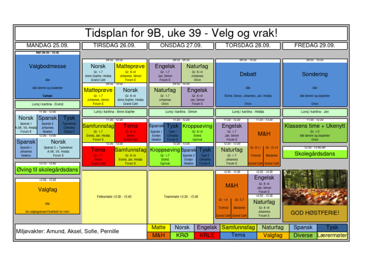 Tidsplan Uke 39 | PDF
