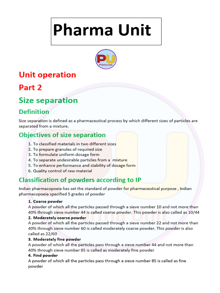 Size Separation | PDF | Physical Sciences | Applied And Interdisciplinary Physics