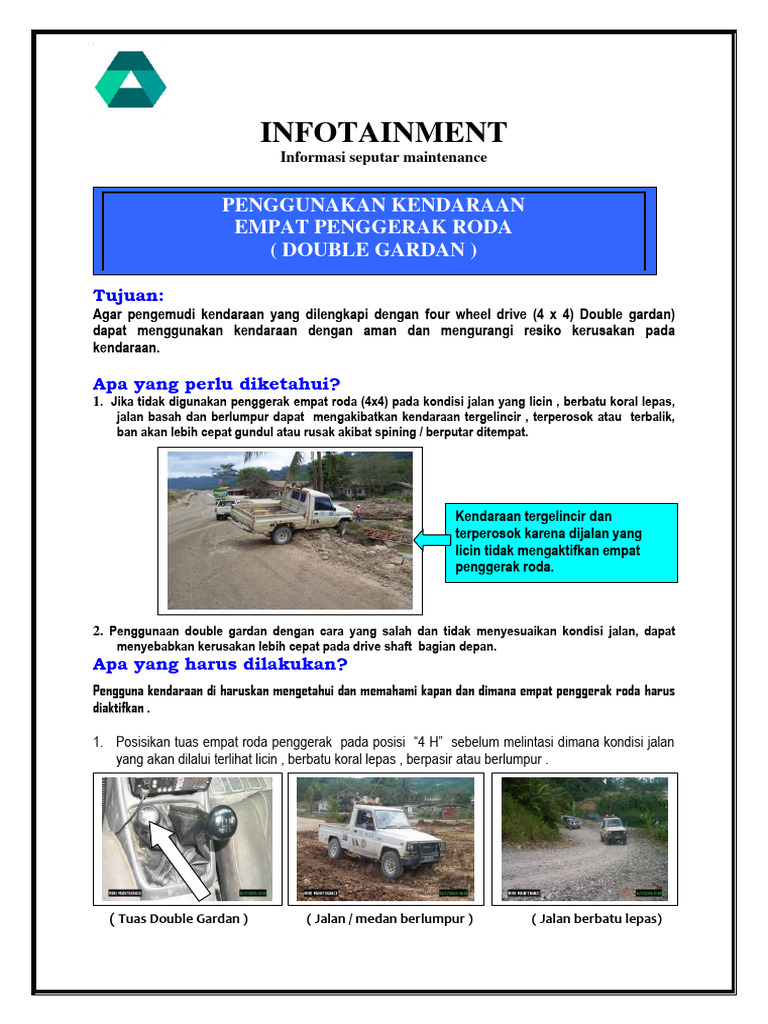 Panduan Penggunaan Mobil Double Gardan | PDF