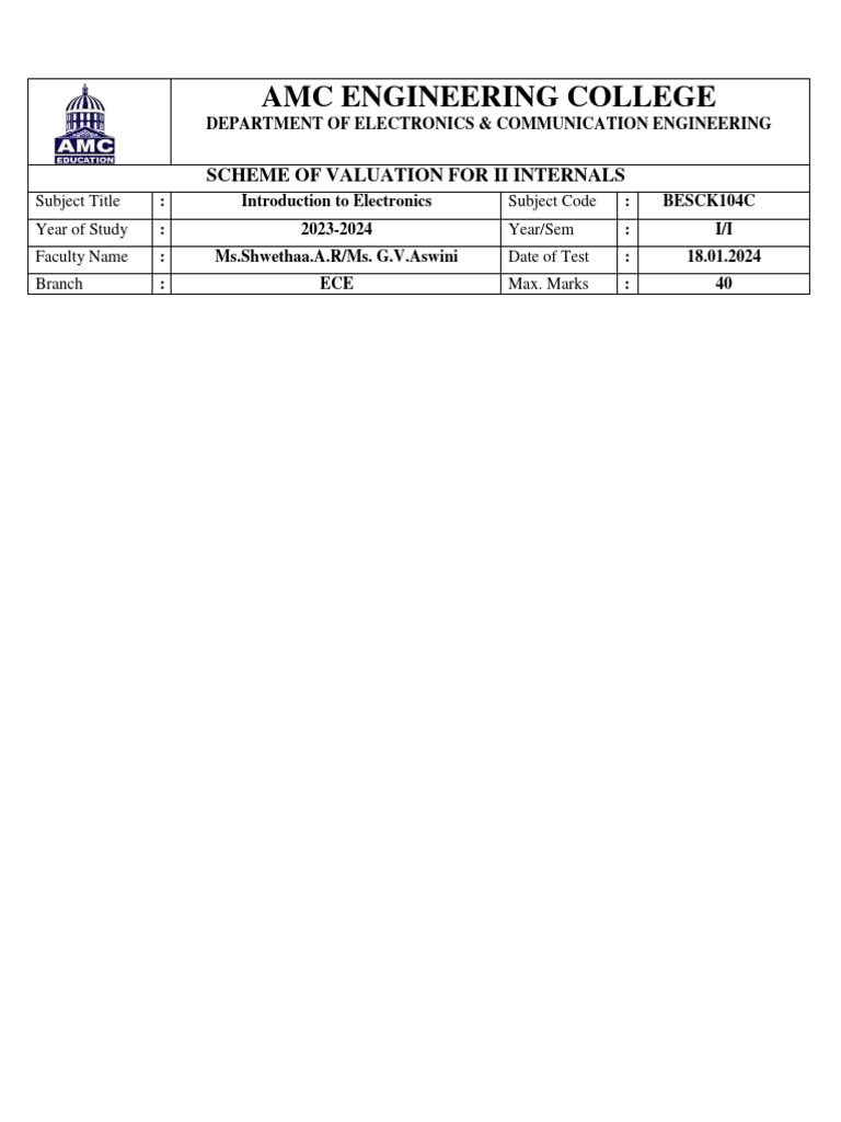 Scheme of Valuation for ECE Internals | PDF