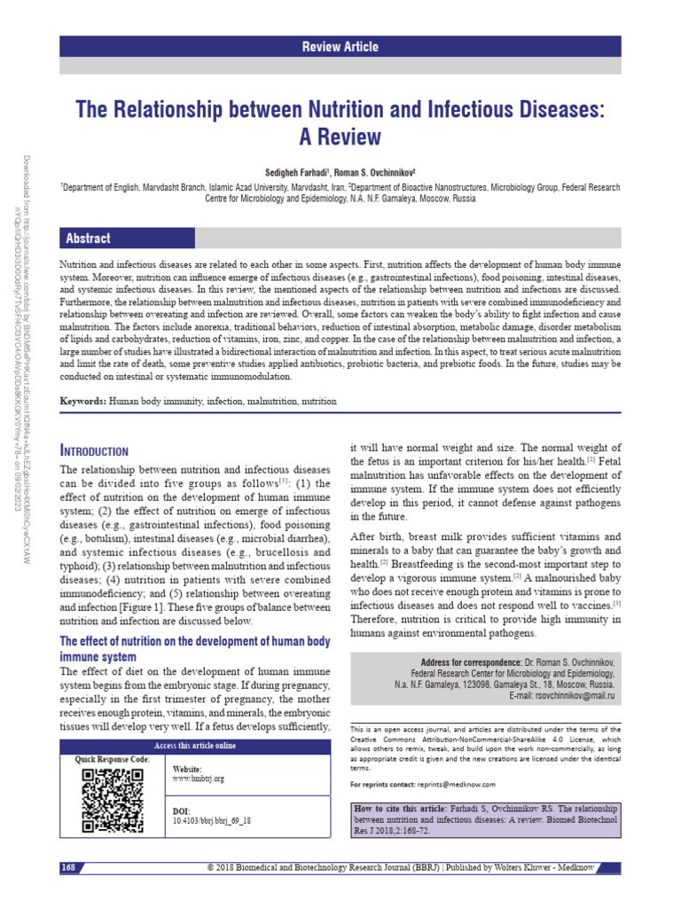 Nutrition's Impact on Infectious Diseases | PDF | Infection | Malnutrition