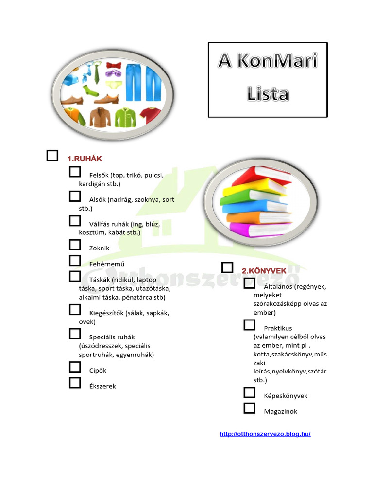 KonMari Pipálható Lista PDF | PDF