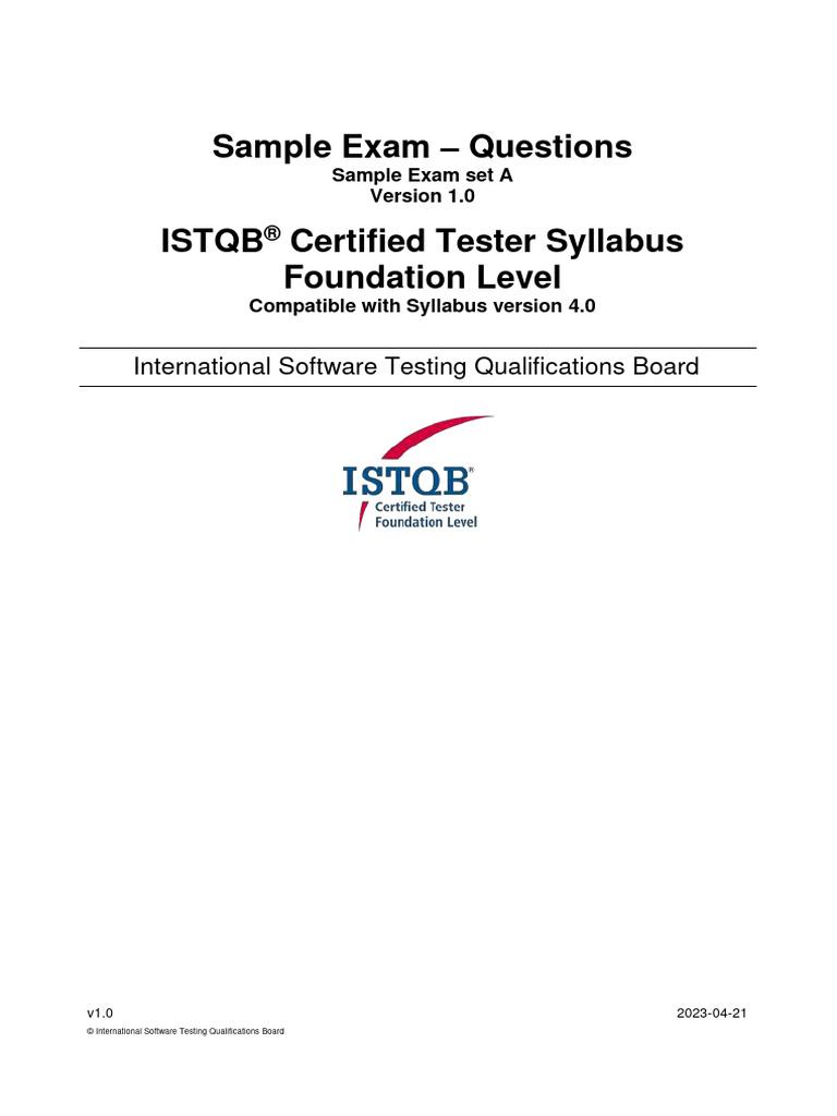 ES LA-ISTQB CTFL Sample-ExamA-v1.0-Questions v4.0 | PDF | International ...