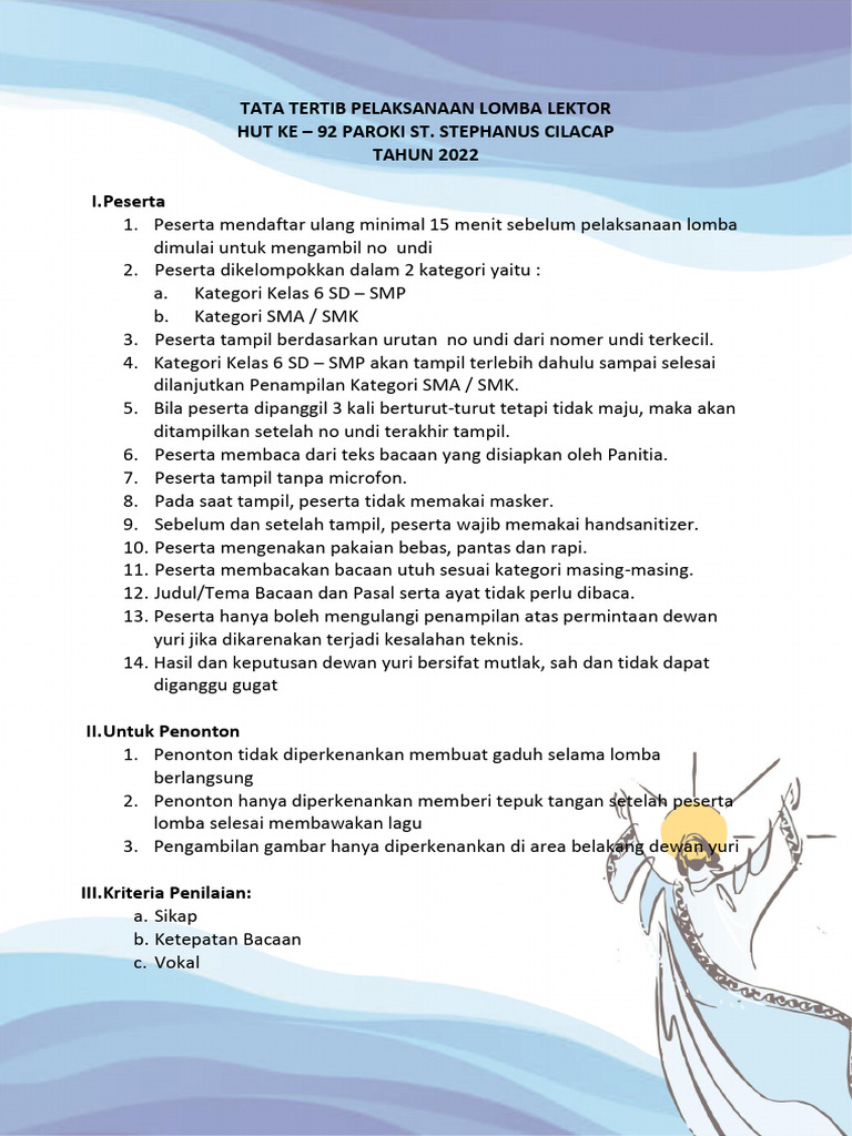 Tata Tertib Pelaksanaan Lomba Lektor, Mazmur, Dan Homili | PDF