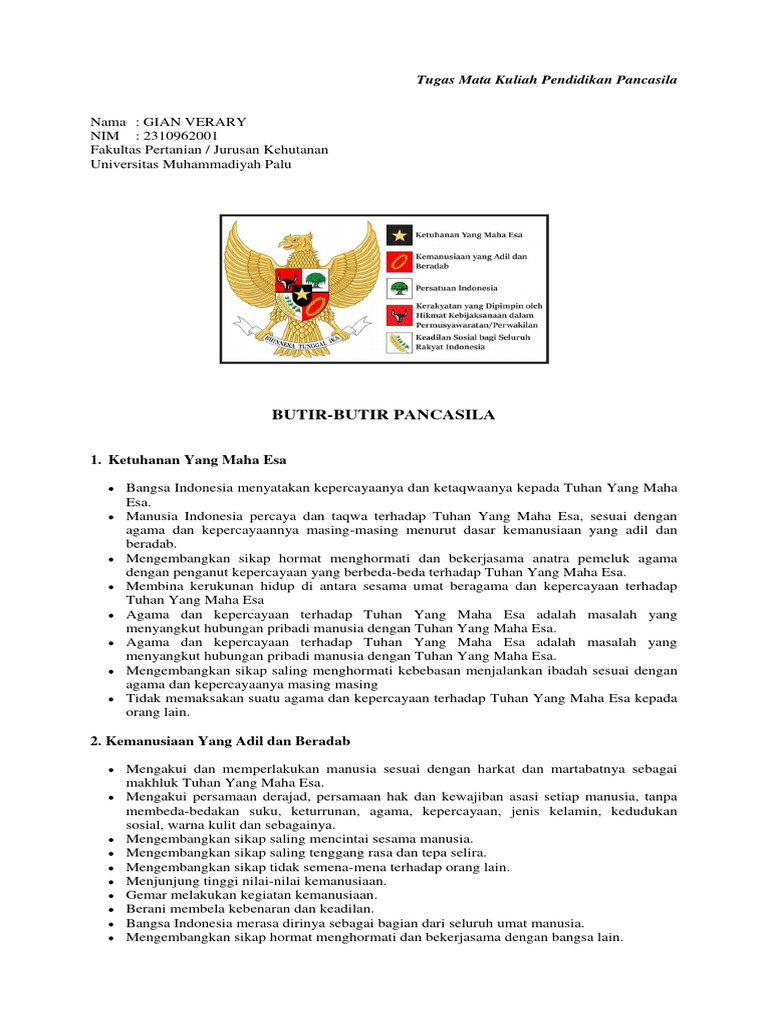 Butir-Butir Pancasila - Gian Verary | PDF | Sains & Matematika
