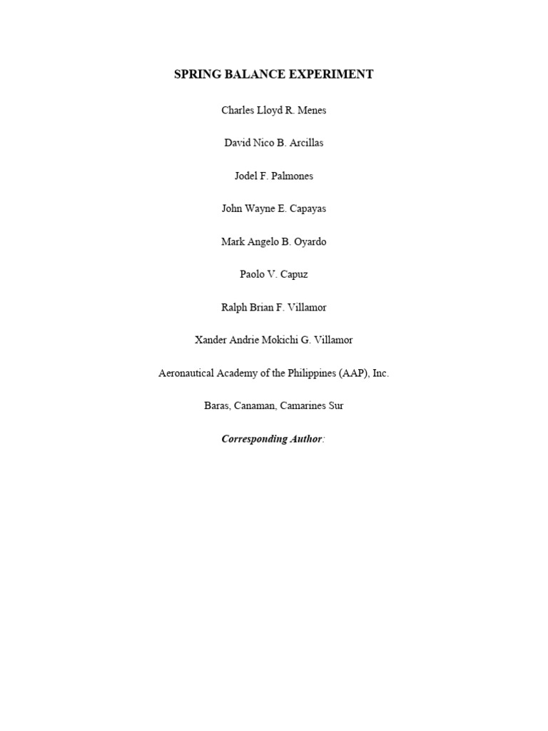 Spring Balance Experiment Results | PDF