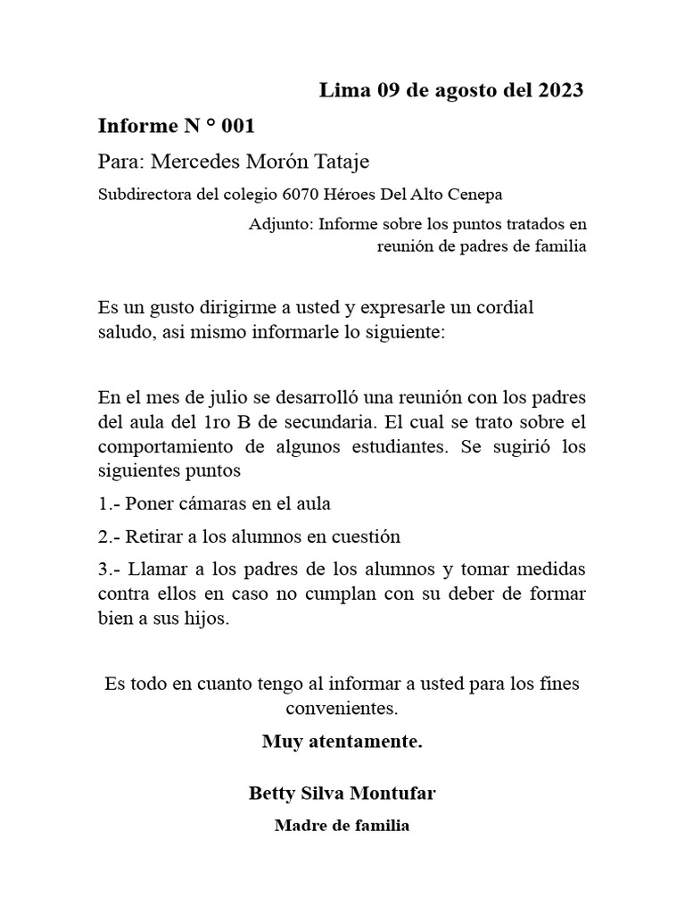 Informe 1b Vianka Huaranca | PDF | Salud y bienestar