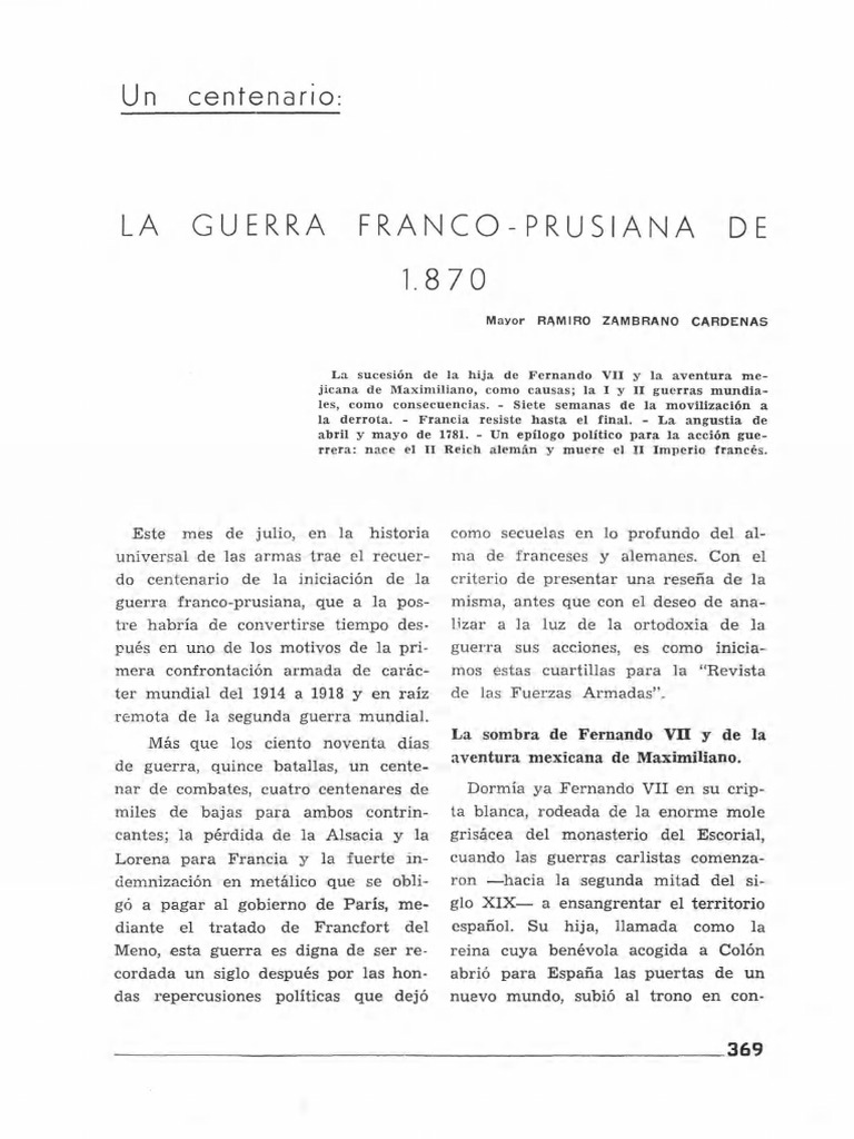 Centenário da Guerra Franco-Prussiana | PDF