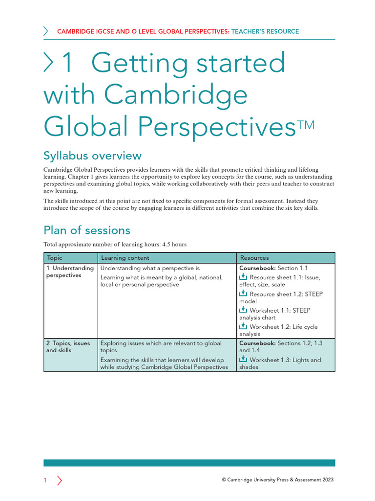 IGCSE Global Perspectives Teacher Resource 2ed Ch1 Teaching Notes | PDF ...