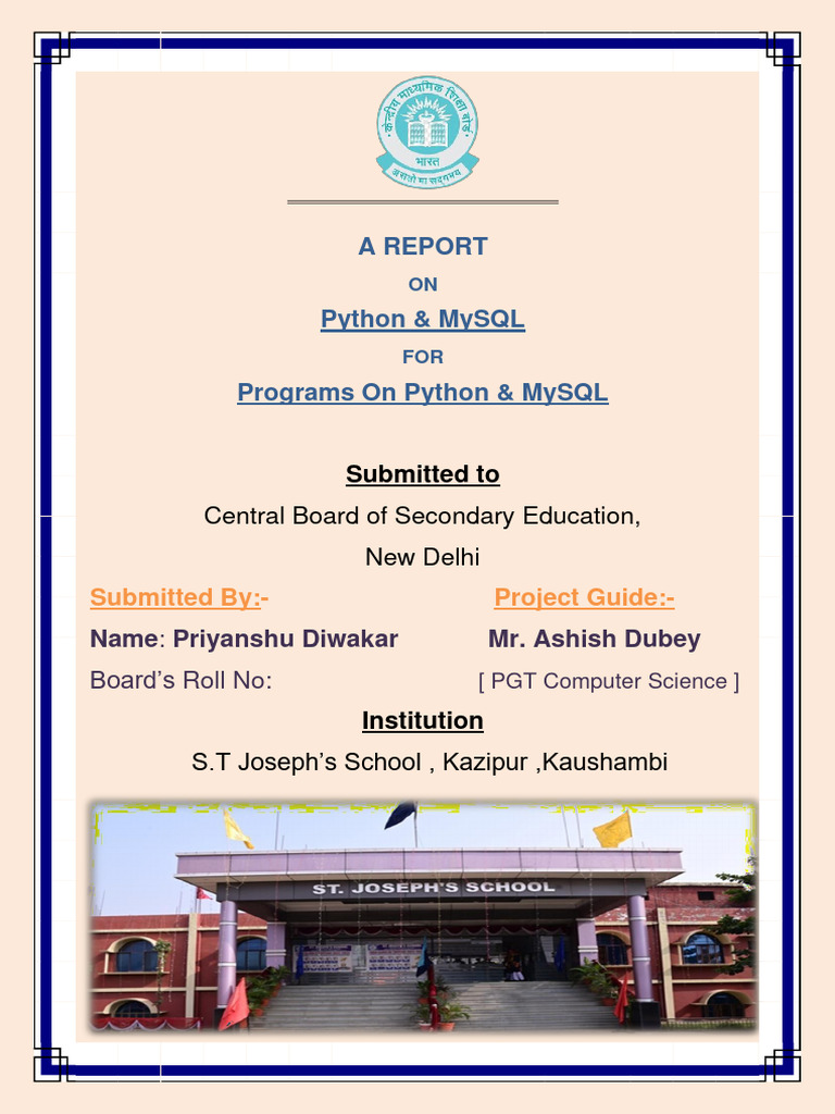 Report Final (PRIYANSHU) | PDF | My Sql | Python (Programming Language) Report Final (PRIYANSHU) | PDF | My Sql | Python (Programming Language)