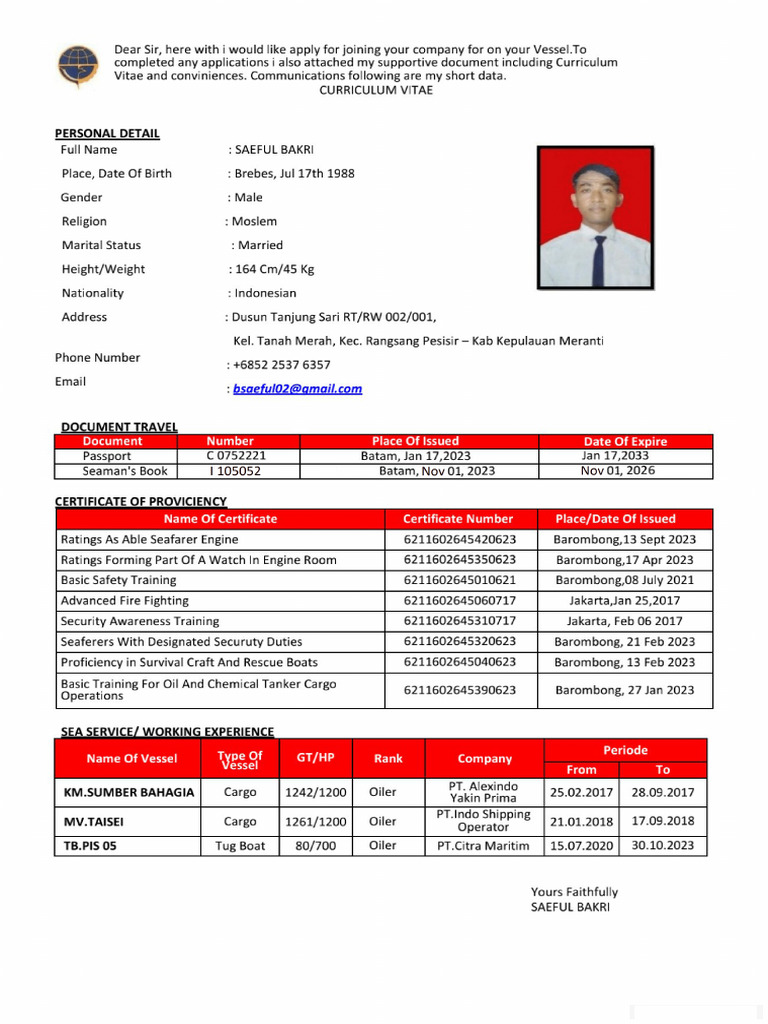 CV Saeful Bakri. (1) - 1 | PDF