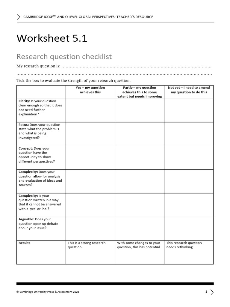 IGCSE Global Perspectives Teacher Resource 2ed Ch5 Worksheet 5 1 | PDF