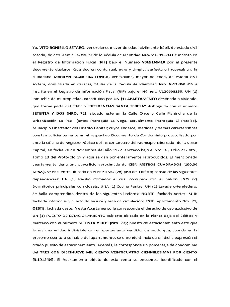 Coletilla Documento de Compra Venta | PDF