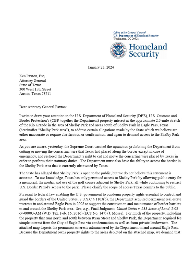 Washington Examiner Obtained Letter From Department of Homeland ...