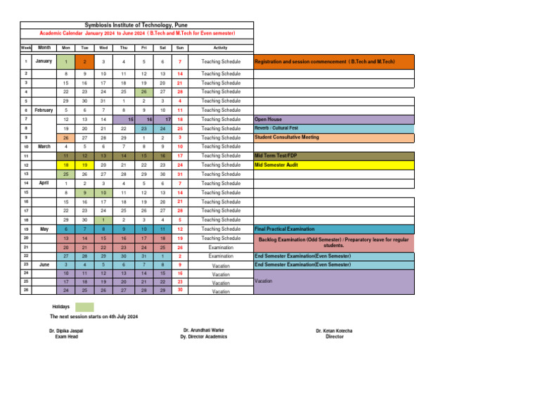 CALENDER Sit Pune | PDF | Academic Term | Business