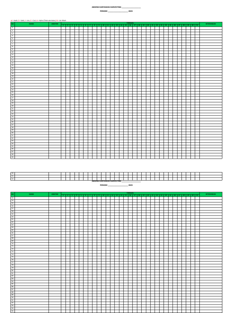 Format Absensi HM & Time Sheet-1 | PDF