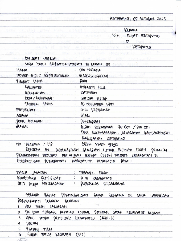 Surat Lamaran Omi | PDF