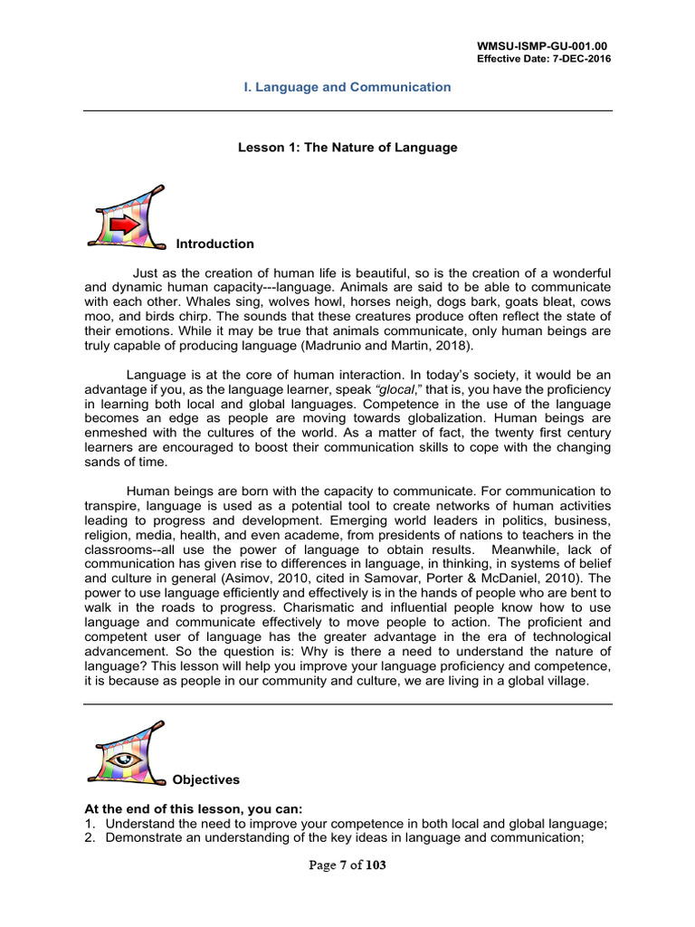 CAS 101 - Lesson 1 Module | PDF | Linguistics | Second Language