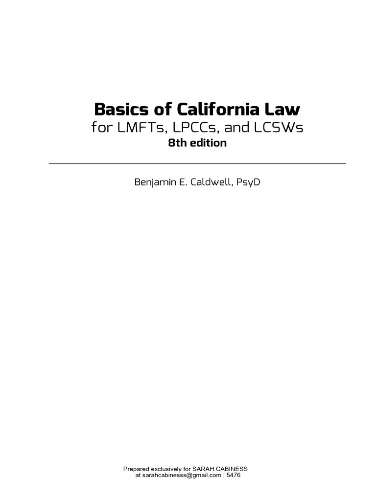 Basics of California Law - 8th Edition - Digital | PDF | Psychotherapy ...