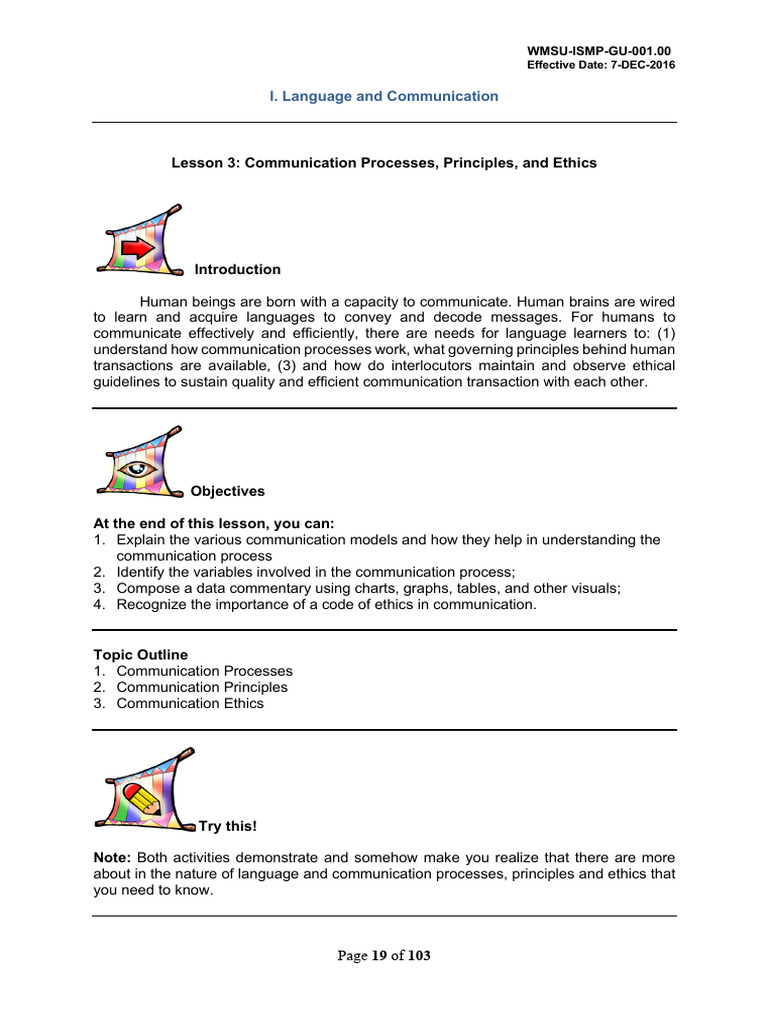 CAS 101 - Lesson 3 | PDF | Communication | Symbols