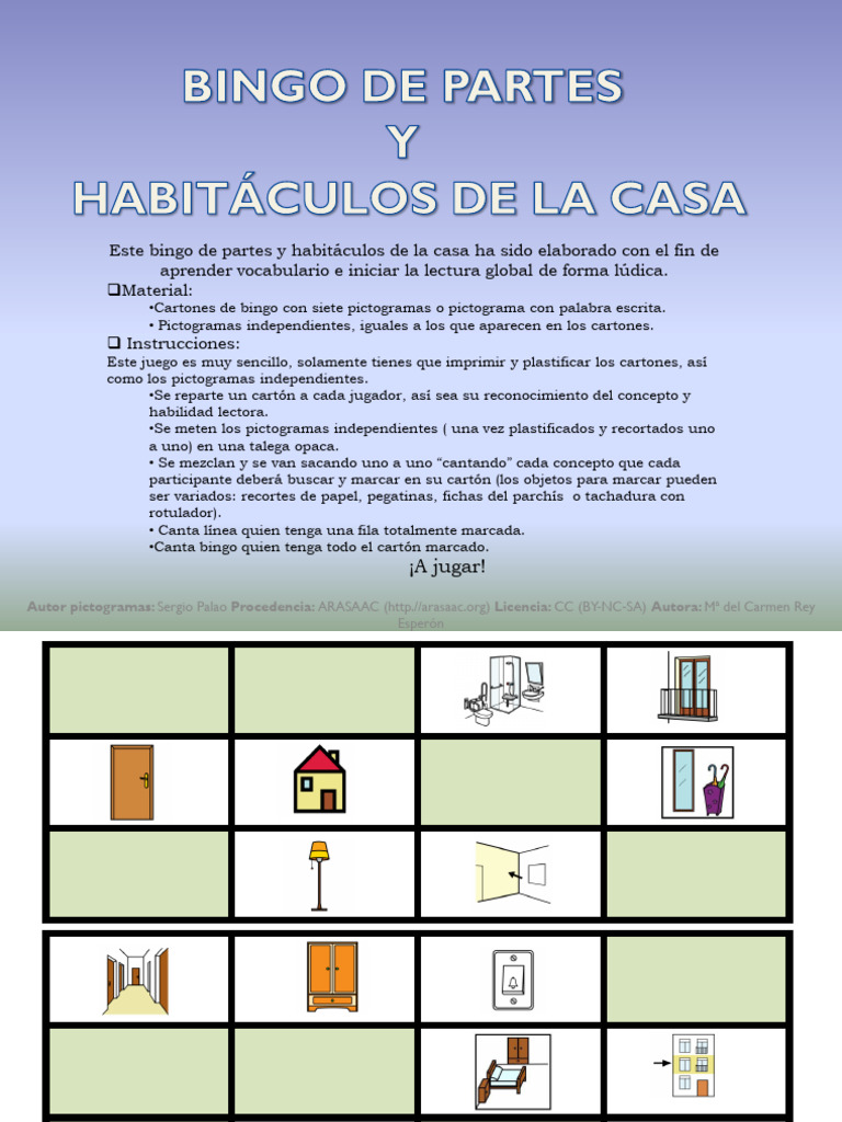Bingo Partes Habitaciones Casa | PDF
