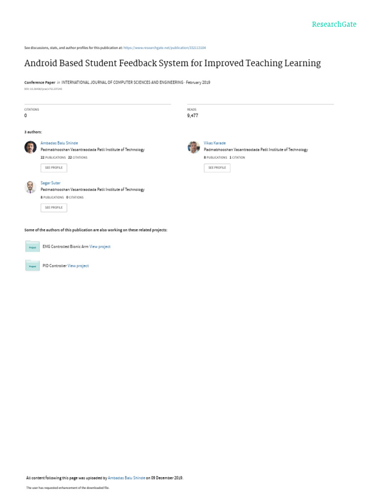 Android Based Student Feedback System For Improved | PDF | Login | System