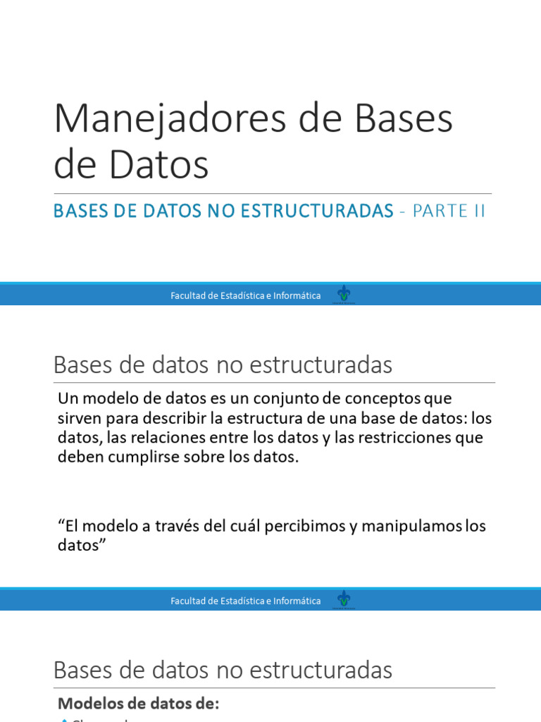 Clase BasesDeDatosNoEstructuradas II | PDF | Bases de datos | No Sql