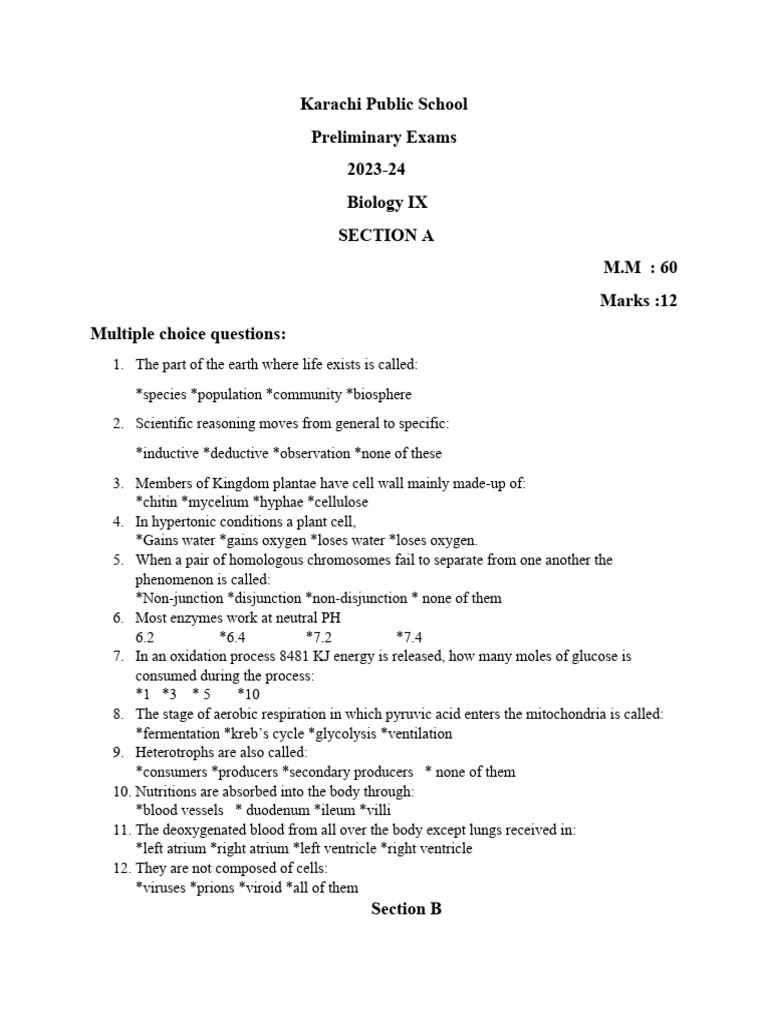 Bio Kps IX Preliminary | PDF | Self-Improvement | Wellness