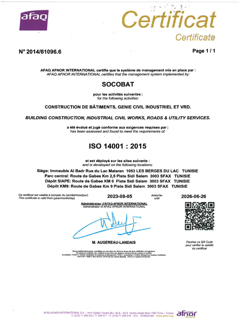 Certificat Iso 14001 - 2023 | PDF
