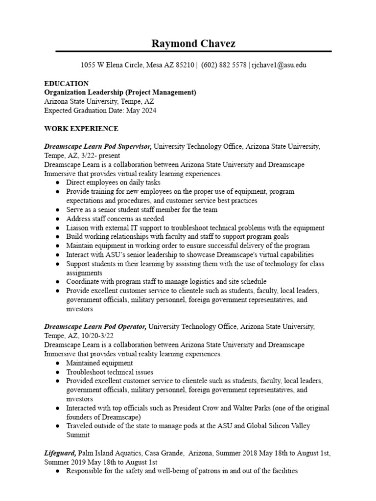 Chavez Raymond Resume 1 | PDF