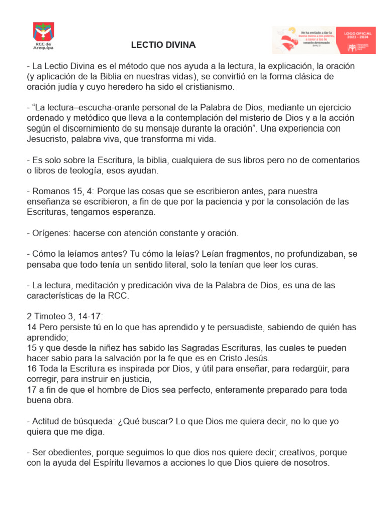 Lectio Divina | Descargar gratis PDF | Lectio Divina | Oración