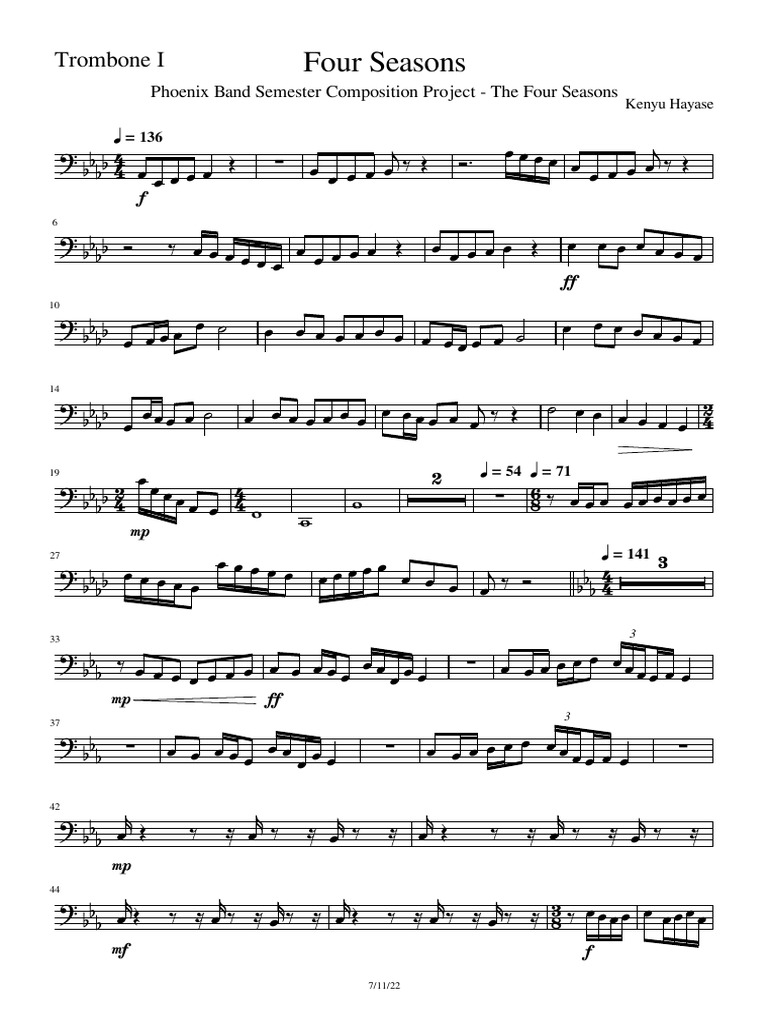 Four Seasons - Kenyu Hayase-Trombone I | PDF