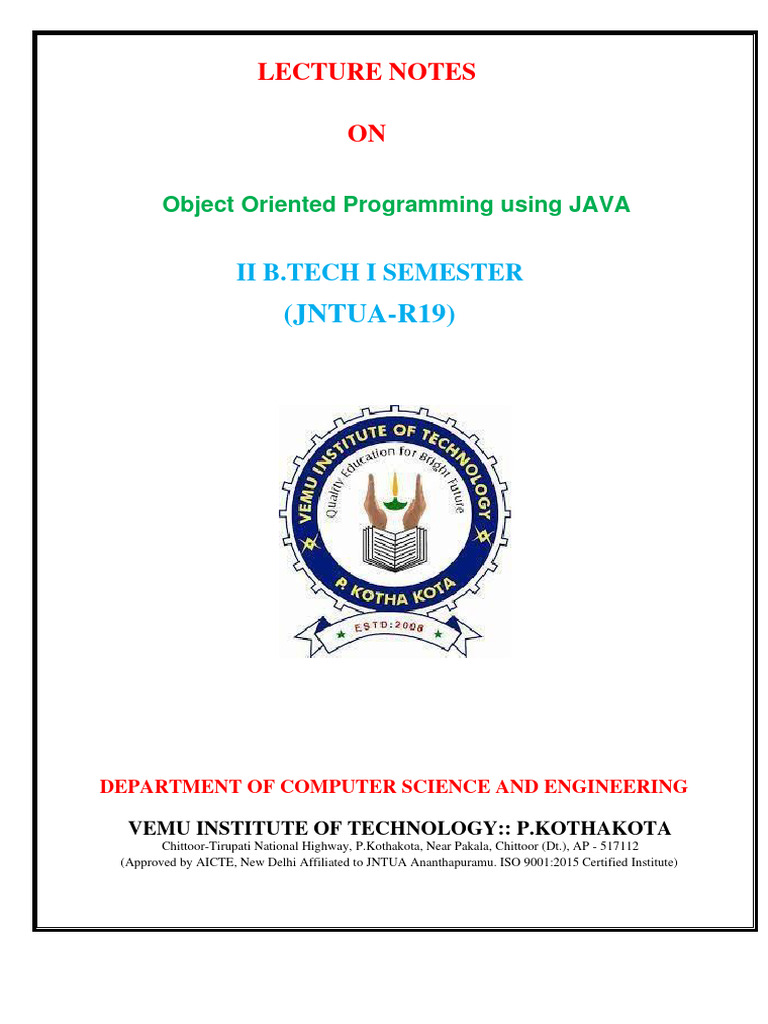 (JNTUA-R19) : Ii B.Tech I Semester | PDF | Class (Computer Programming) | Object Oriented ...
